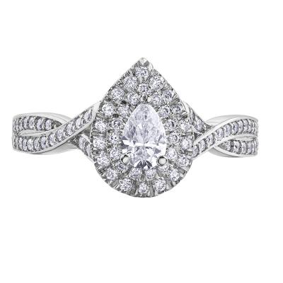 Charmed By Richard Calder 14K White Gold Pear 0.73CTW Diamond Ring ...