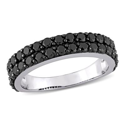 Julianna B Black Rhodium Silver Black Spinel Double Row Ring | Charm ...