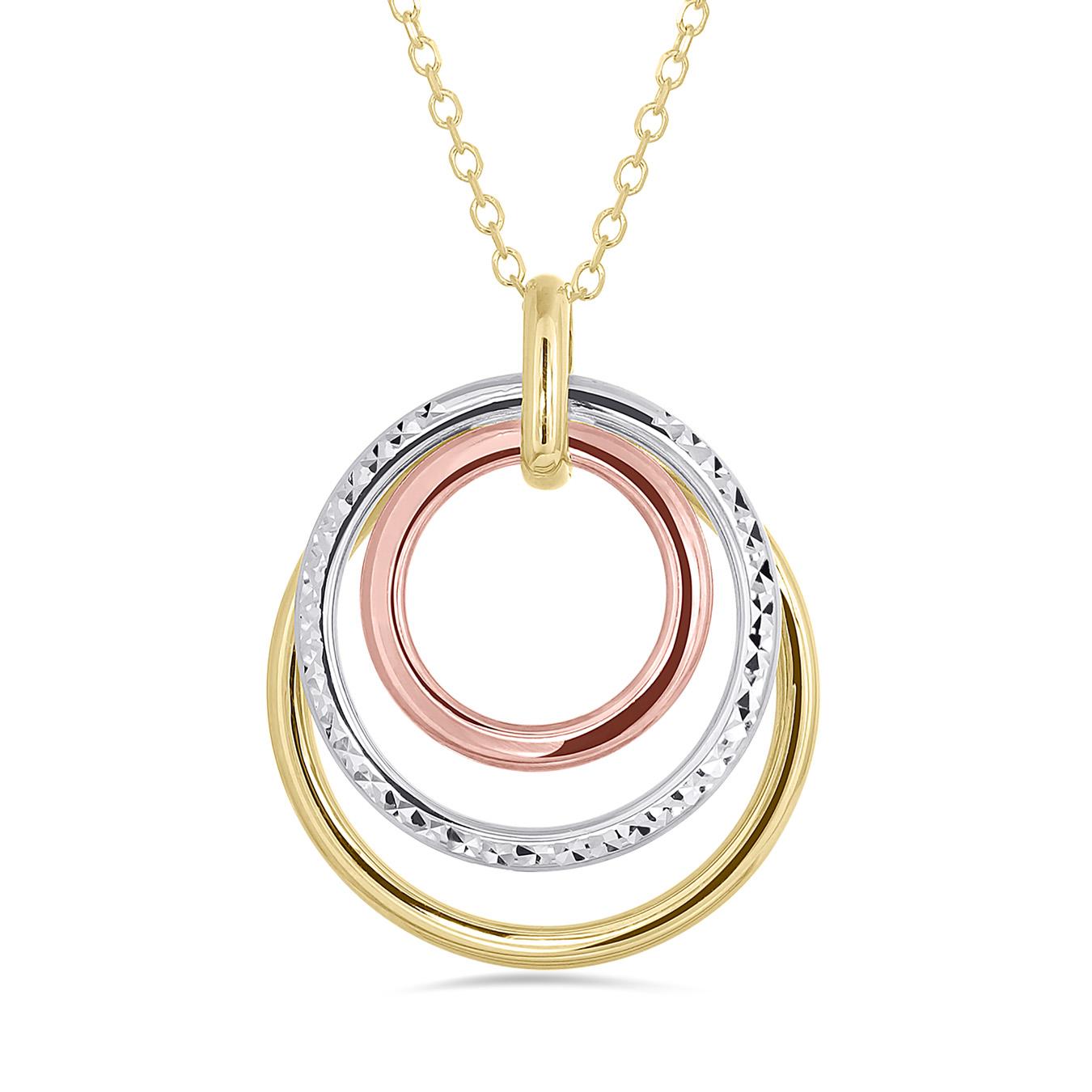 10K Tri-Colour Circle Pendant | Charm Diamond Centres