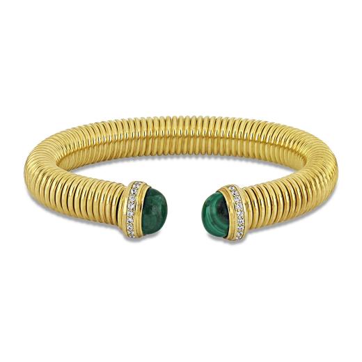 Julianna B Yellow Plated Sterling Silver Malachite & CZ Bangle | Charm ...
