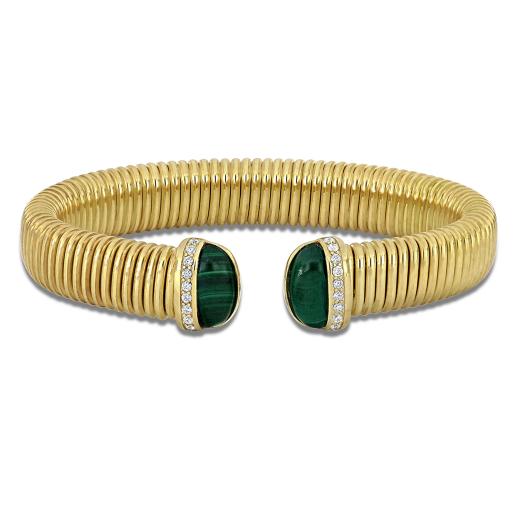 Julianna B Yellow Plated Sterling Silver Malachite & CZ Bangle | Charm ...