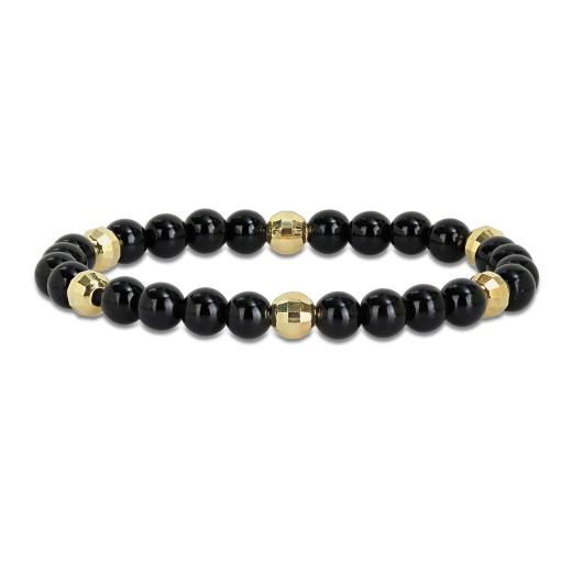 Julianna B Yellow Plated Sterling Silver & Black Agate Bead Bracelet 8. ...